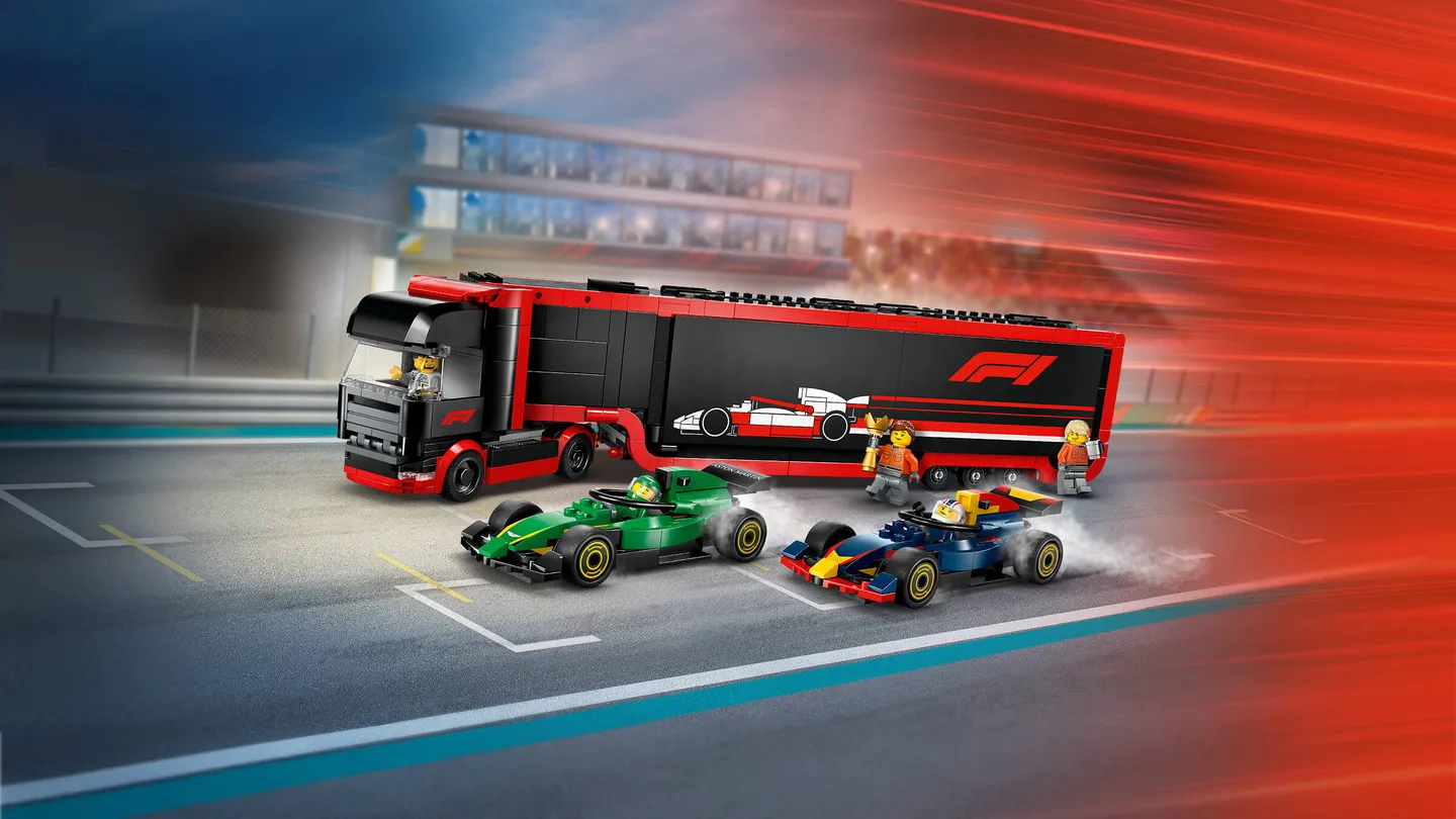 F1® Truck with RB20 & AMR24 F1® Cars - Videos - LEGO.com for kids