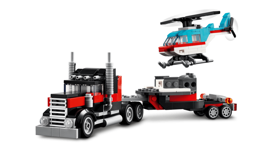 Flatbed Truck with Helicopter - Videos - LEGO.com for kids